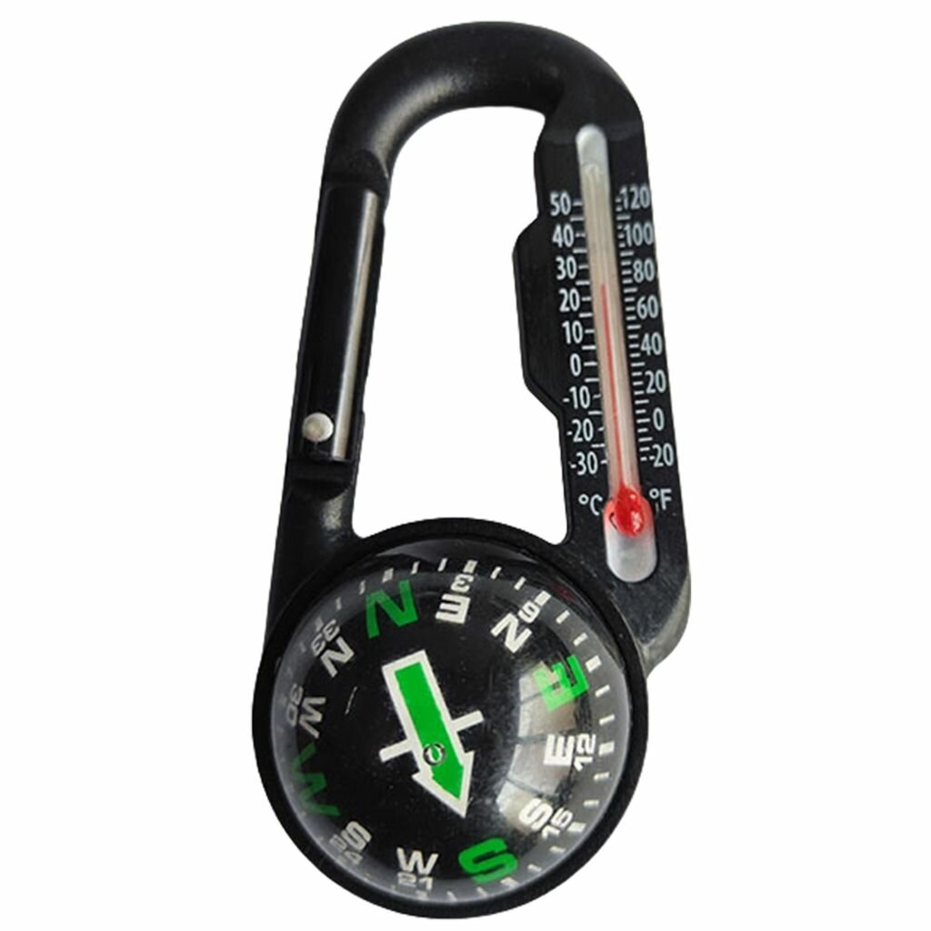 Многофункциональный карабин с компасами и термометрами, Брелок-карабин для выживания на открытом воздухе, простой в использовании