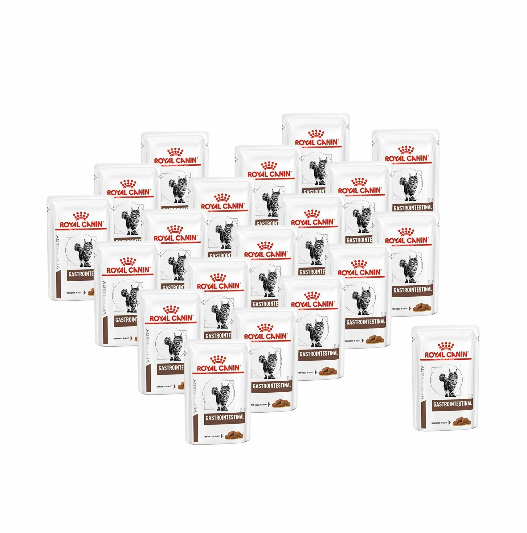 Royal Canin Gastrointestinal влажный диетический корм для взрослых кошек при расстройствах пищеварения, при истощении и в период реабилитации, в соусе, в паучах - 85 г х 20 шт.
