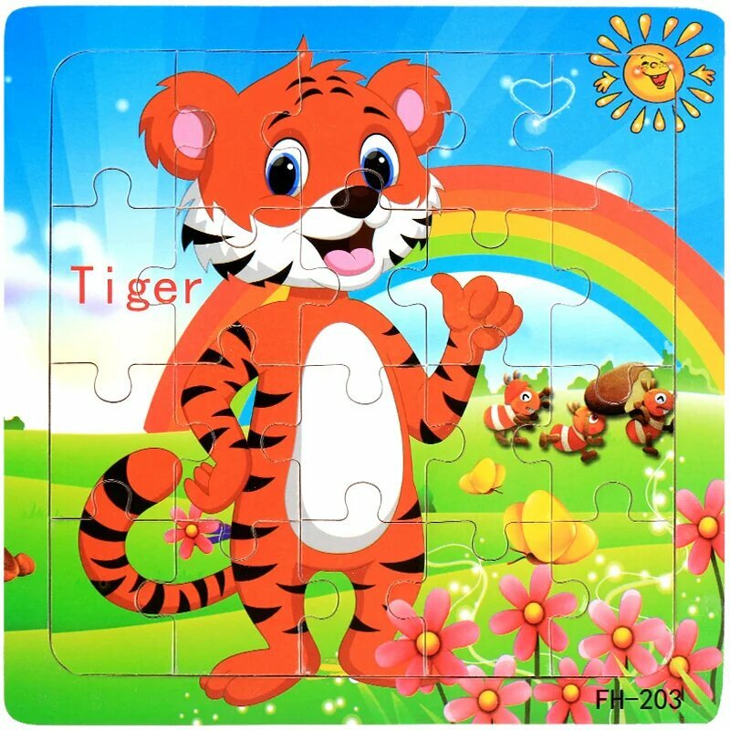 Деревянный пазл "Тигр" Монтессори 20 деталей