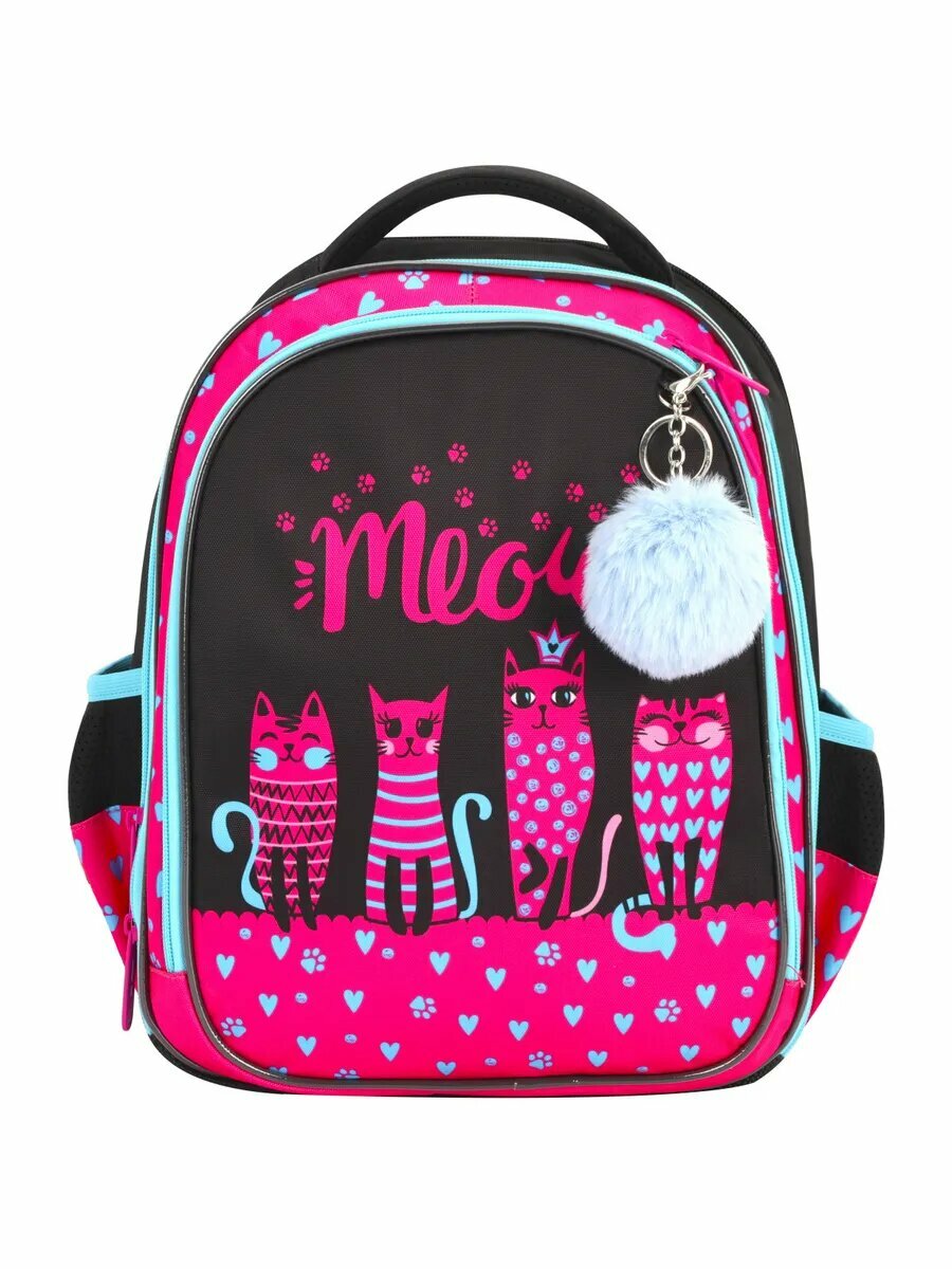 Школьный ранец Brigfut Pink Cats Comfort Light, полиэстер, 38x27x16 см