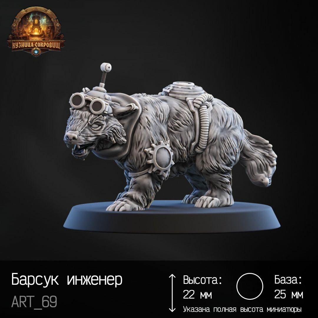Миниатюра Барсук инженер ДнД / Вархаммер