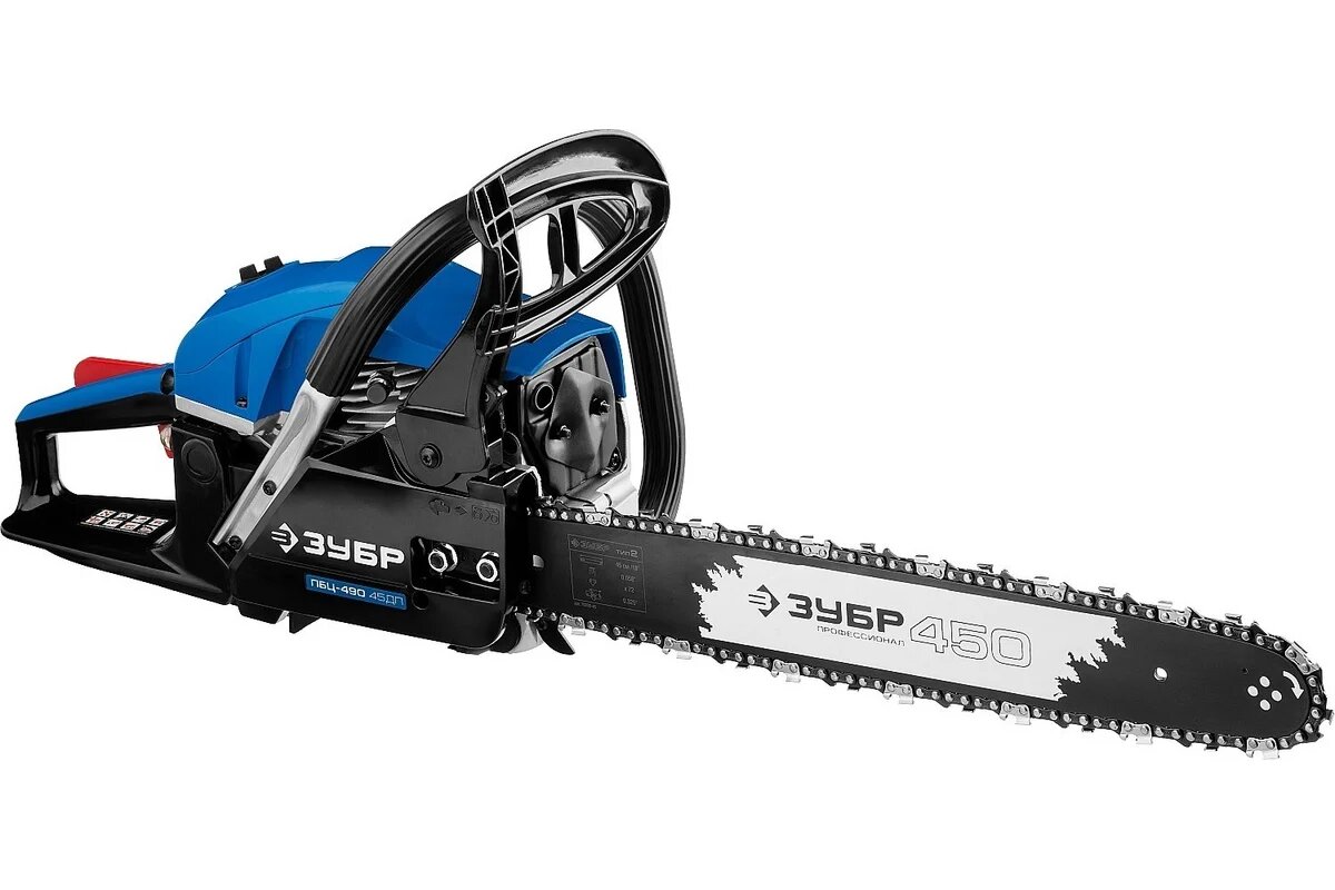Бензиновая цепная пила ЗУБР ПБЦ-490 45ДП, 2,2 кВт, 3 л. с, 450 мм, 18 дюймов