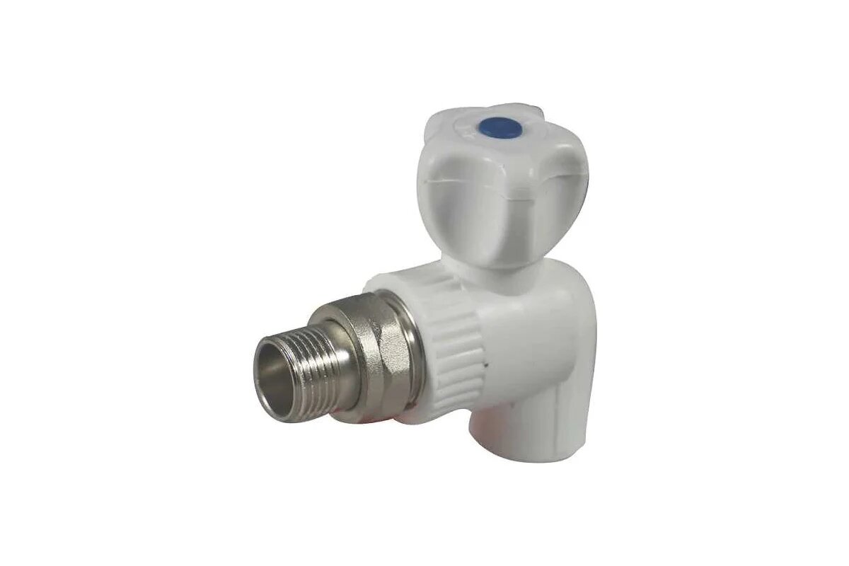 Millennium Кран угловой полипропиленовый 20 - 1/2" с наружной резьбой, белый, вентильный, PN20 3M42-vre-200b001