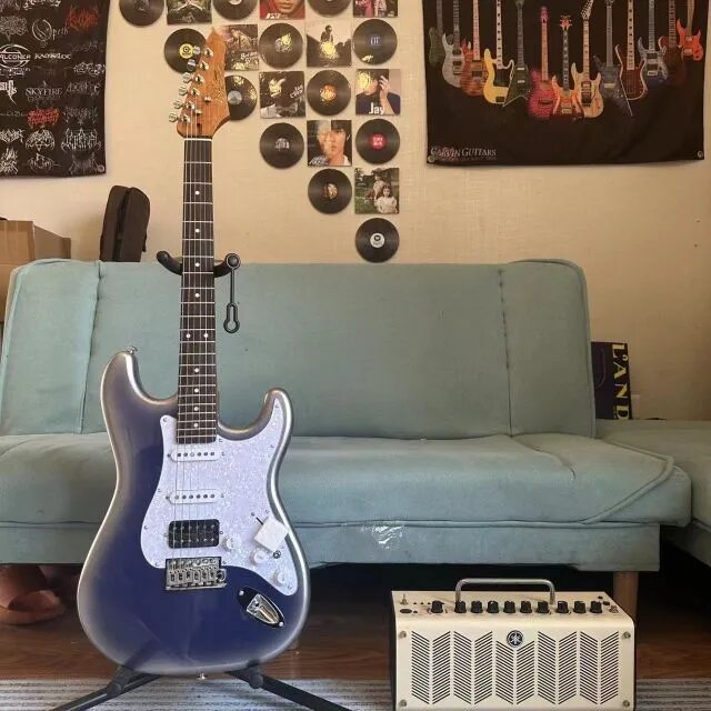 J&D GUITARS Электрическая гитара STRM80 Fantasy Purple Ice Flower Электрическая гитара Roasted Maple