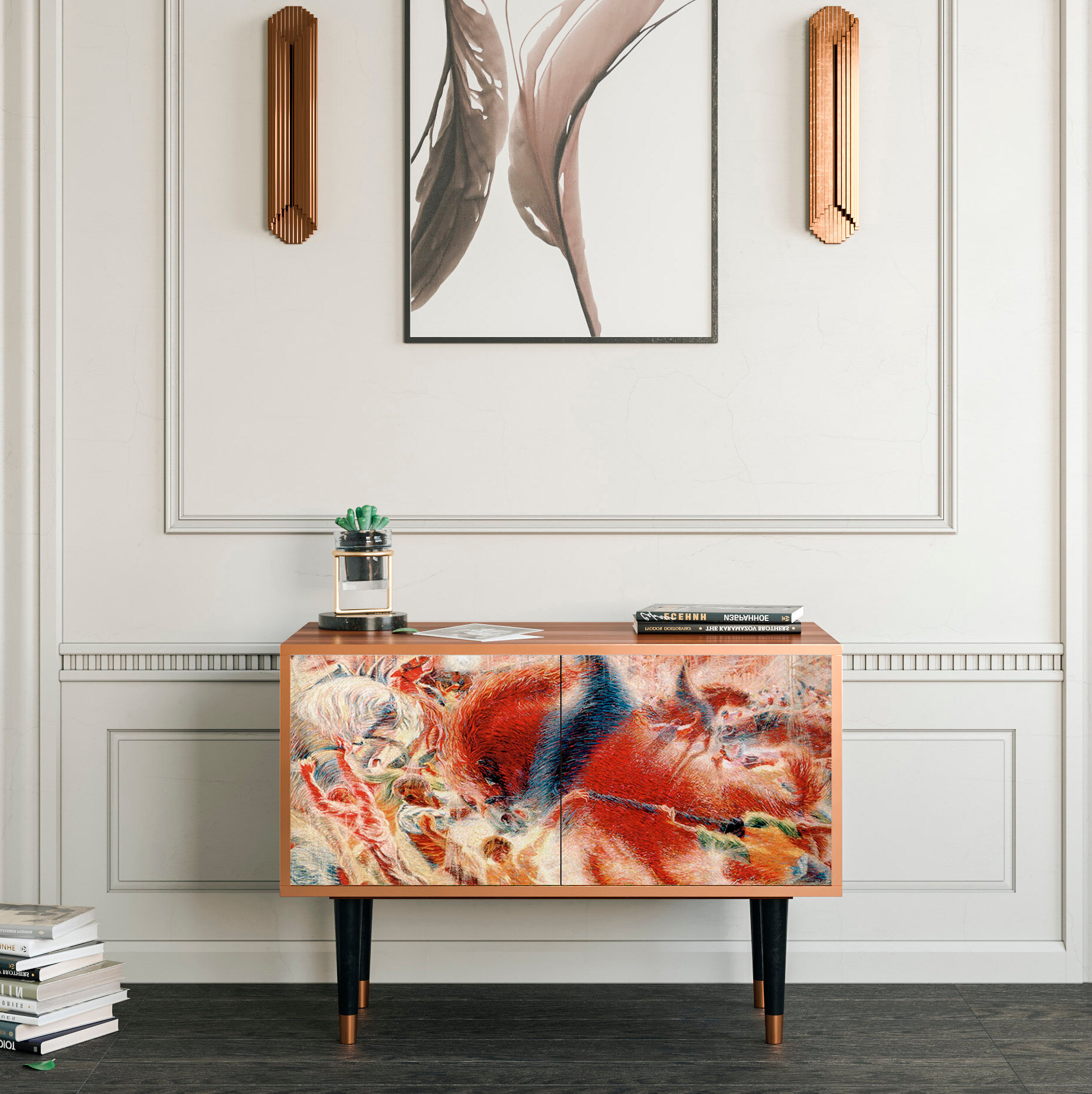 Комод - STORYZ - S1 The City Rises by Umberto Boccioni, Размер - 94 x 69 x 48 см, Цвет корпуса - , Орех
