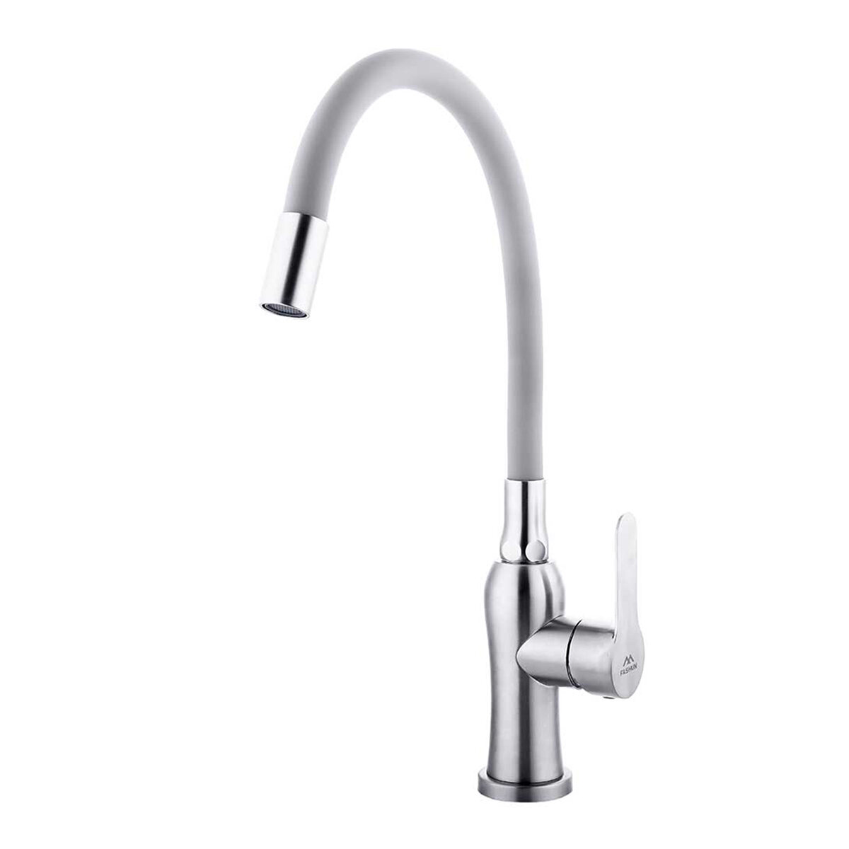 Смеситель для кухни Fashun A54801-12, с гибким изливом, сатин/серый