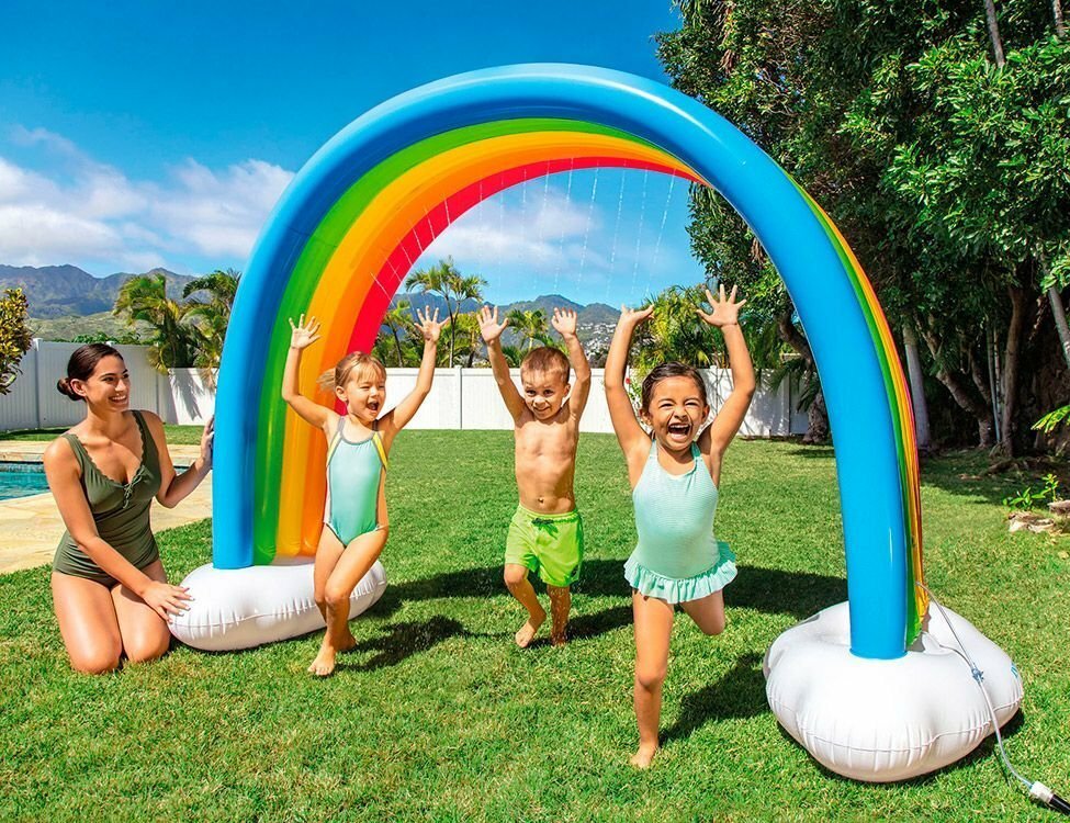 Надувной игровой центр-разбрызгиватель INTEX Радуга, 300х109х180 см, от 3 лет, 56597
