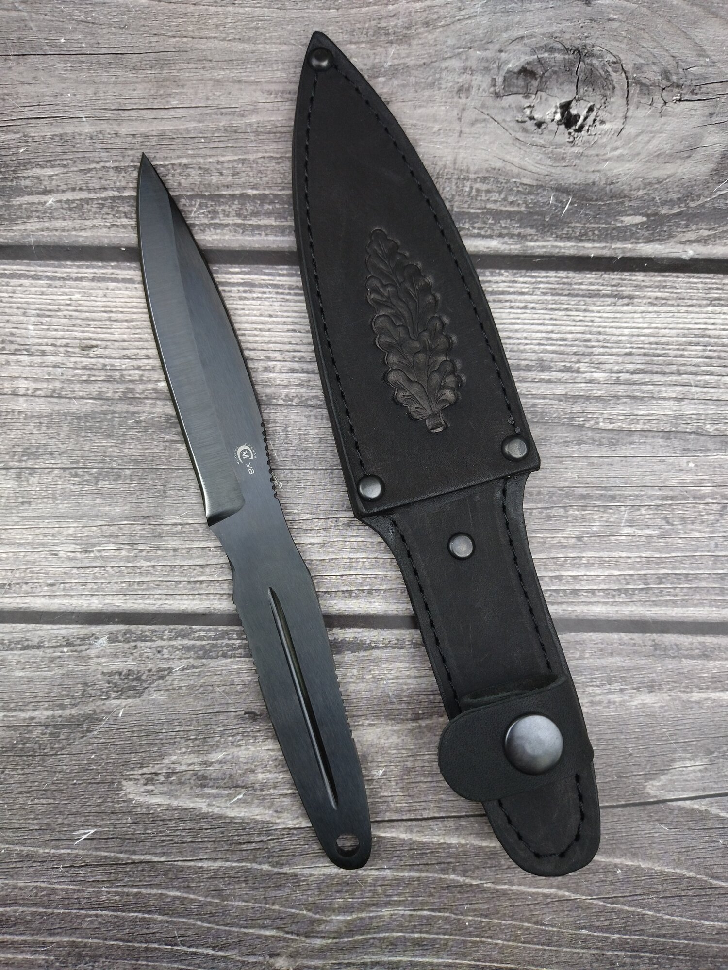 Нож Удар, сталь У8, цельнометаллический, ножны из натуральной кожи, Мастерская Семина