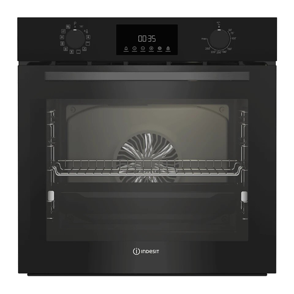 Духовой шкаф Indesit IBFTE 3841 BL, электрический, 12 режимов, чёрный