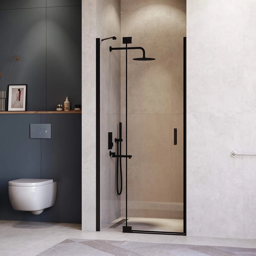 Душевая дверь RGW HO-014B Hotel 350601413-14 130 см, профиль черный матовый, стекло прозрачное