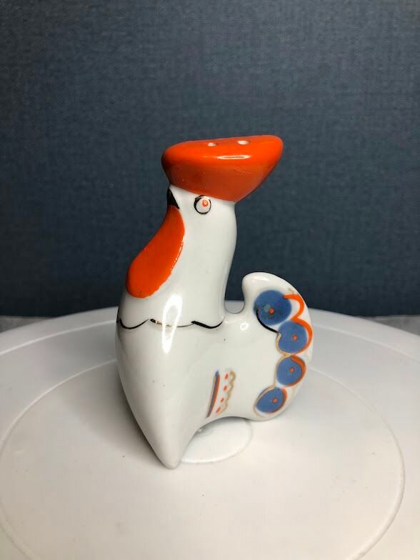 Перечница винтажная, з-д Полонне "петушок", 10см, фарфор, ручная роспись