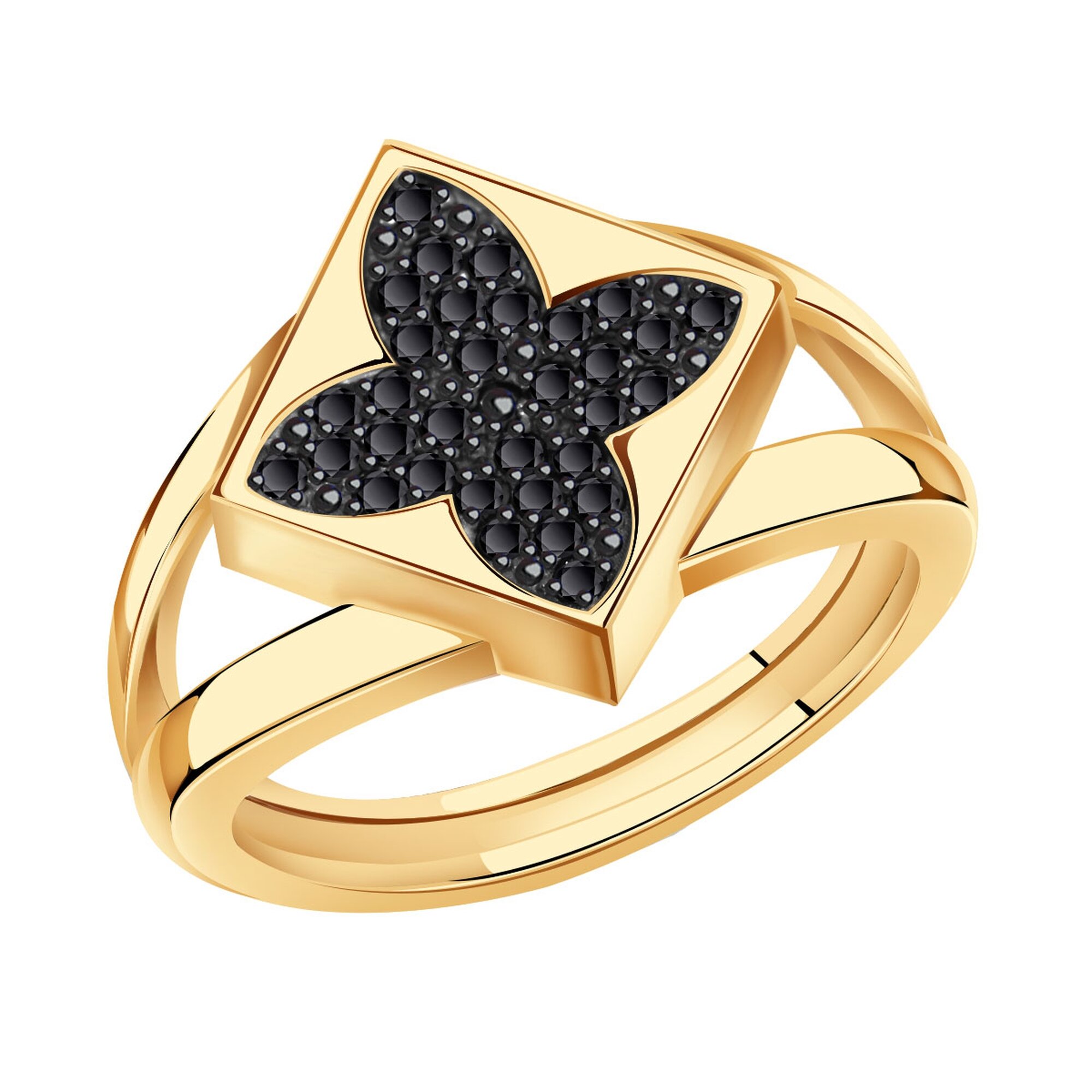 Кольцо, красное золото, 585 проба, фианит