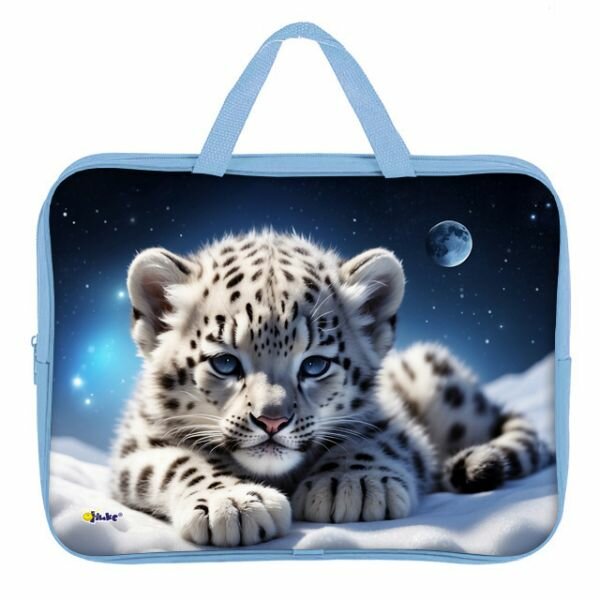 Папка для тетрадей А4. Текстиль. На молнии, с ручками. Оникс 4-20 "снежный барсик"