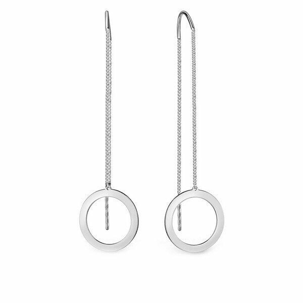 Серьги цепочки, серебро, 925 проба, родирование