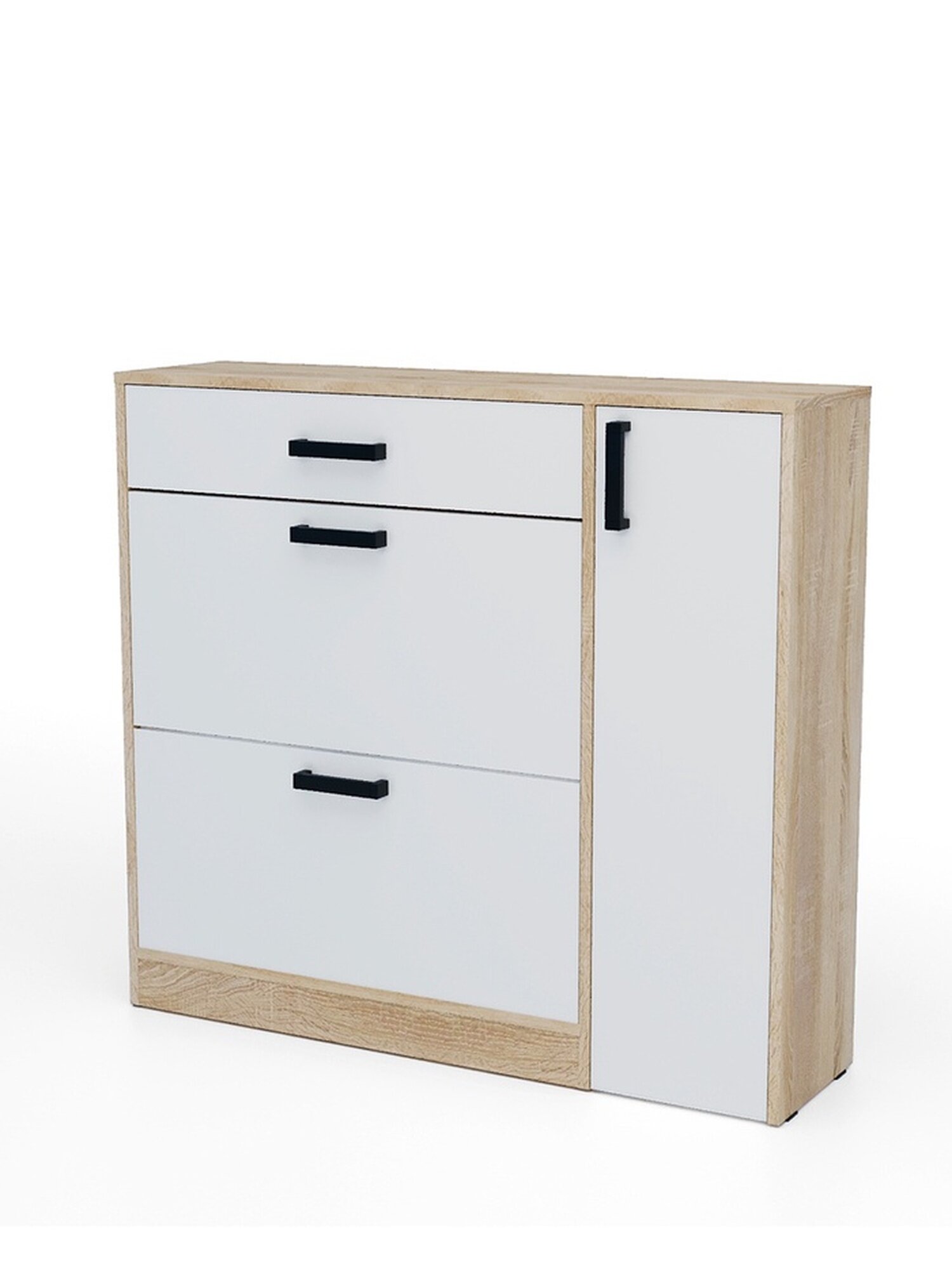 Обувница Клик Мебель, ЛДСП, с откидными дверями, белая/дуб сонома