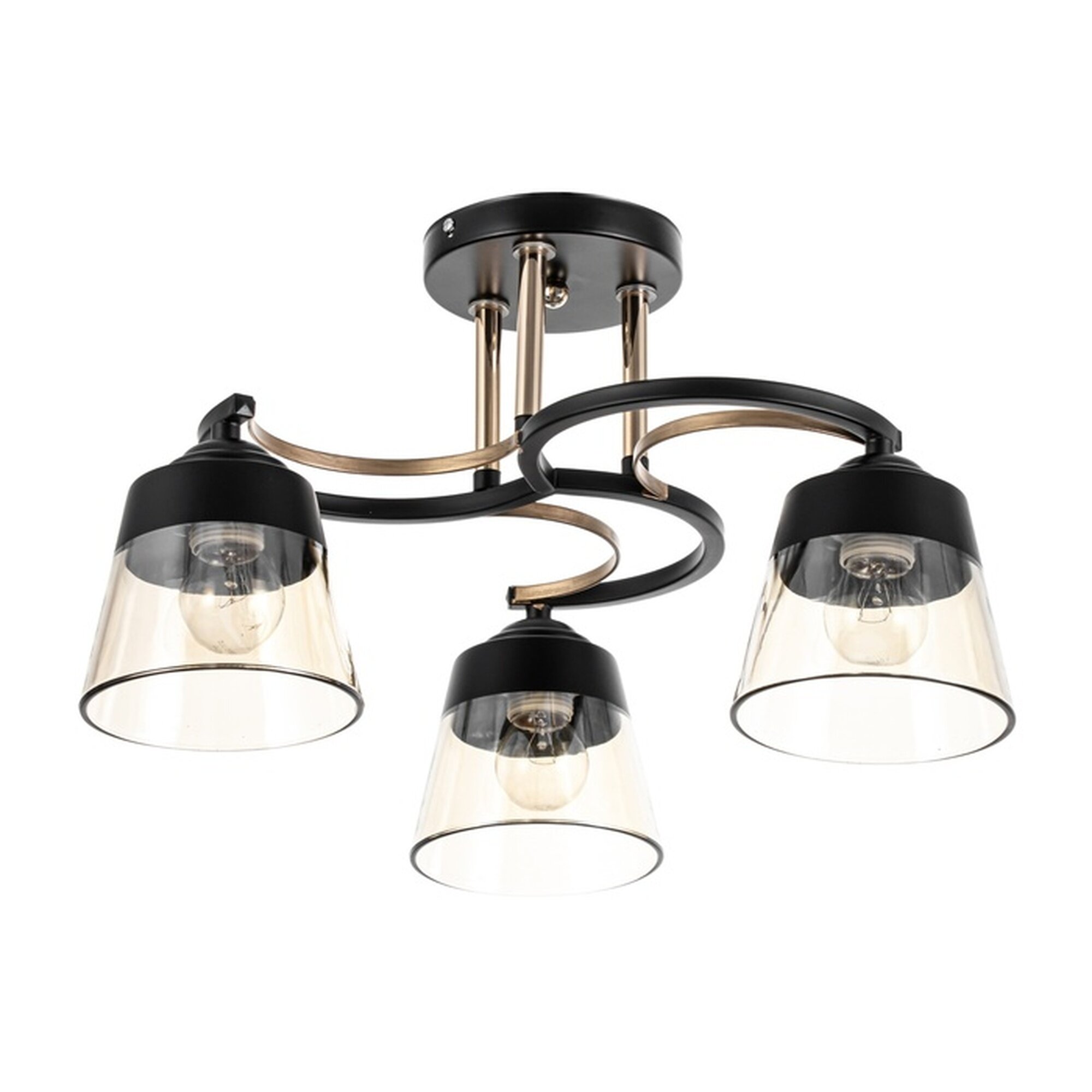 Люстра BayerLux "Рори", E27, 40 Вт, 3 лампы, IP20, металл, стекло, черная