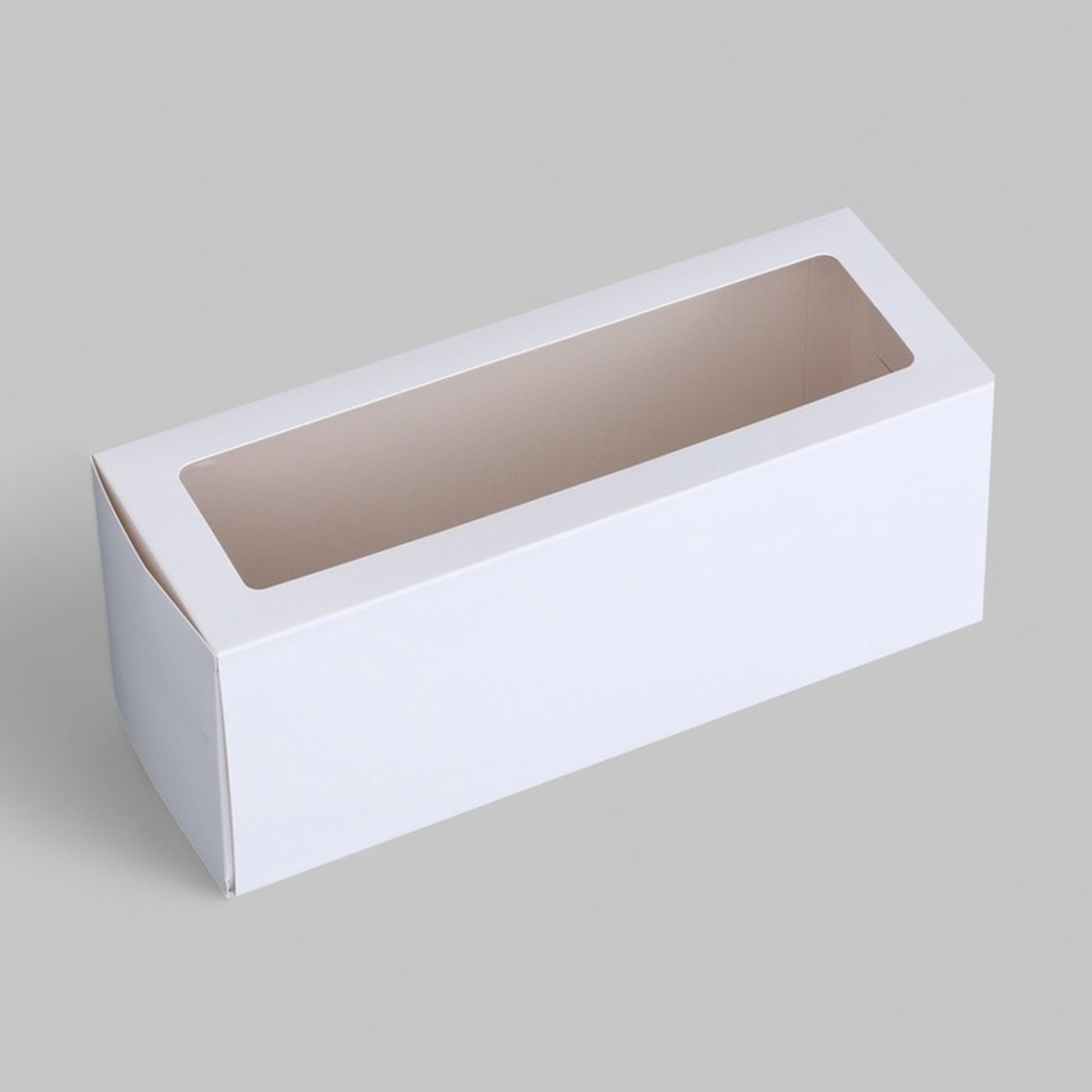Коробка под рулет с окном, белая 27.5×11×10 см. Кондитерская упаковка