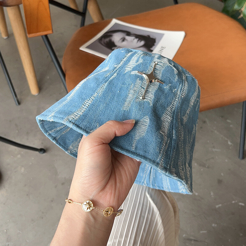 Шляпа-панама "Ретро", женская, джинсовая, размер M, цвет светло-голубой