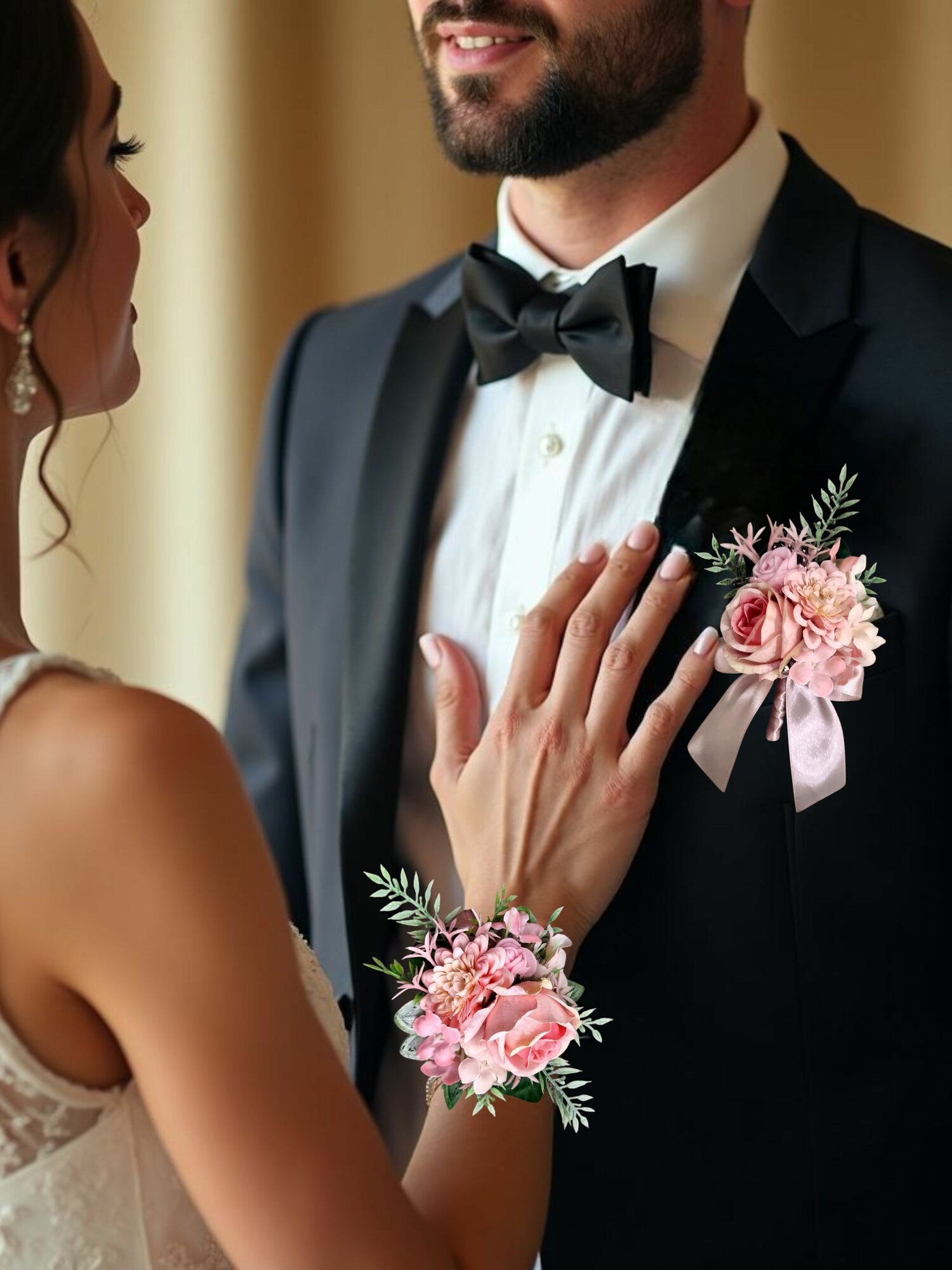 Комплект: бутоньерка и браслет для свидетеля и свидетельницы и для невесты и жениха