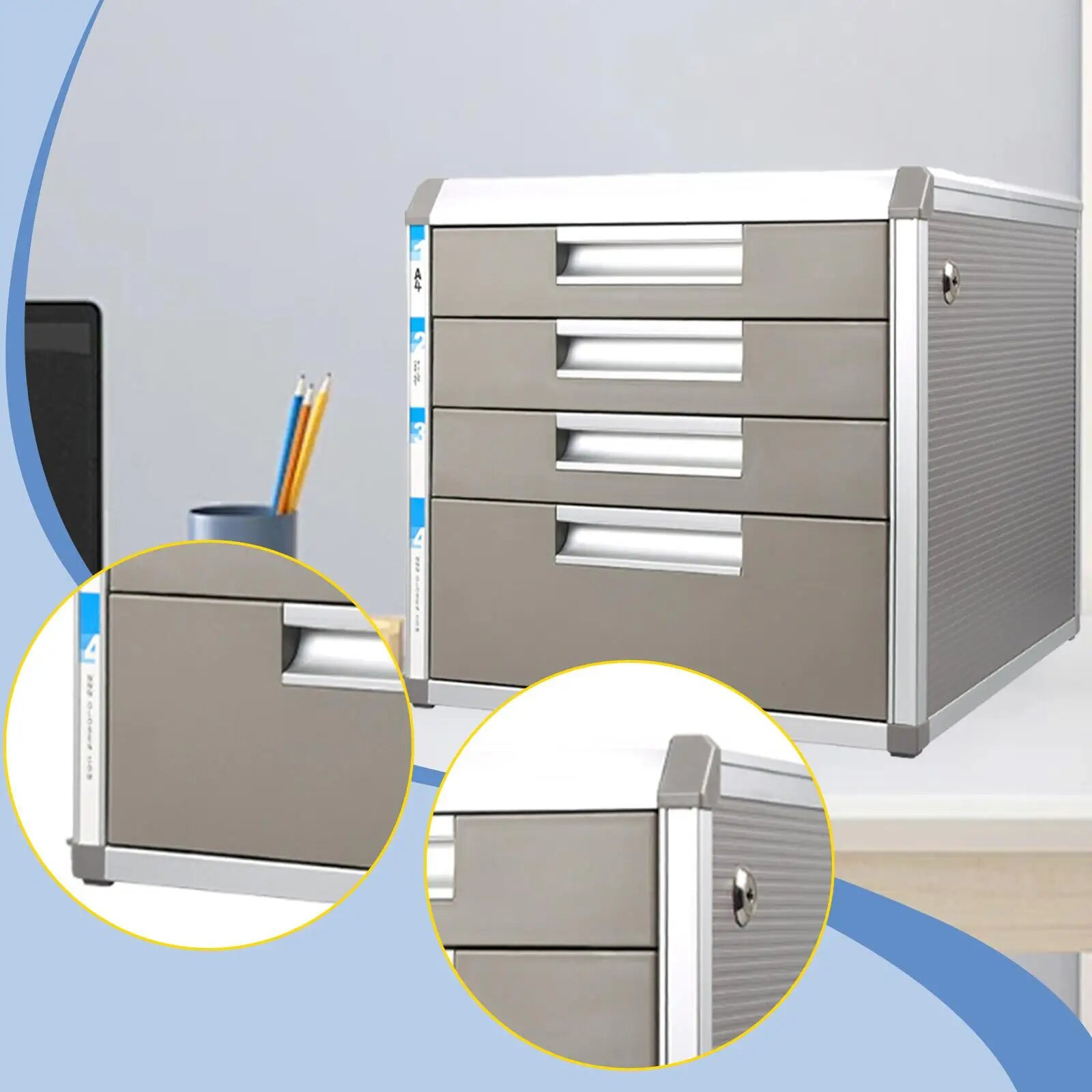 Картотека с замком, ящик для хранения бумажных документов формата А4 для школы канцелярских товаров