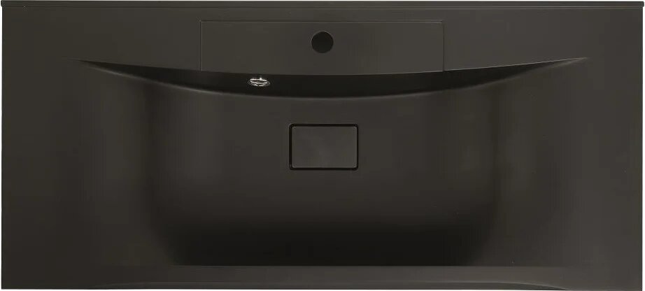 Мебельная раковина Art&Max Бьянки (Bianchi) 100 накладная, из искусственного мрамора, со встроенным сливом-переливом, черная, раковина для ванной, прямоугольная