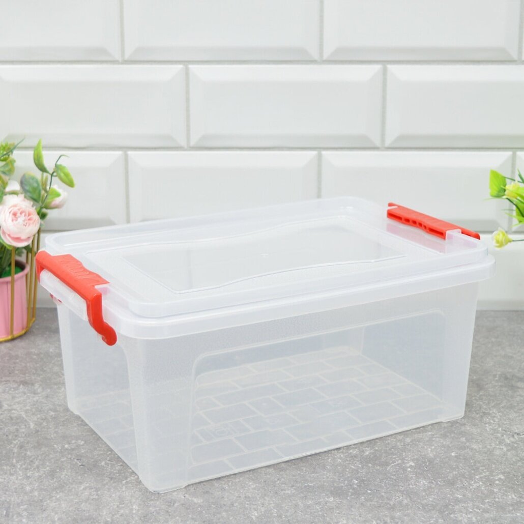 Контейнер для хранения 5,3л, прозрачный, прямоугольный, 310х200х130мм, удобный