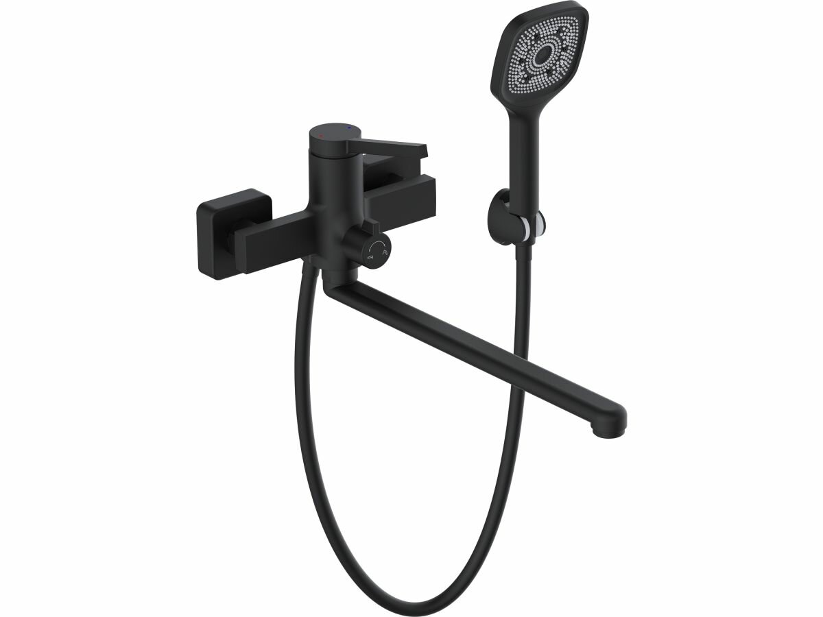 Смеситель для ванны ECONOCE D35 серия 730 черный, Длинный L-излив (EC0731BL)