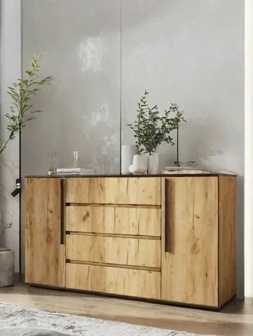 Комод Норд 2 двери 4 ящика 1600 Дуб крафт