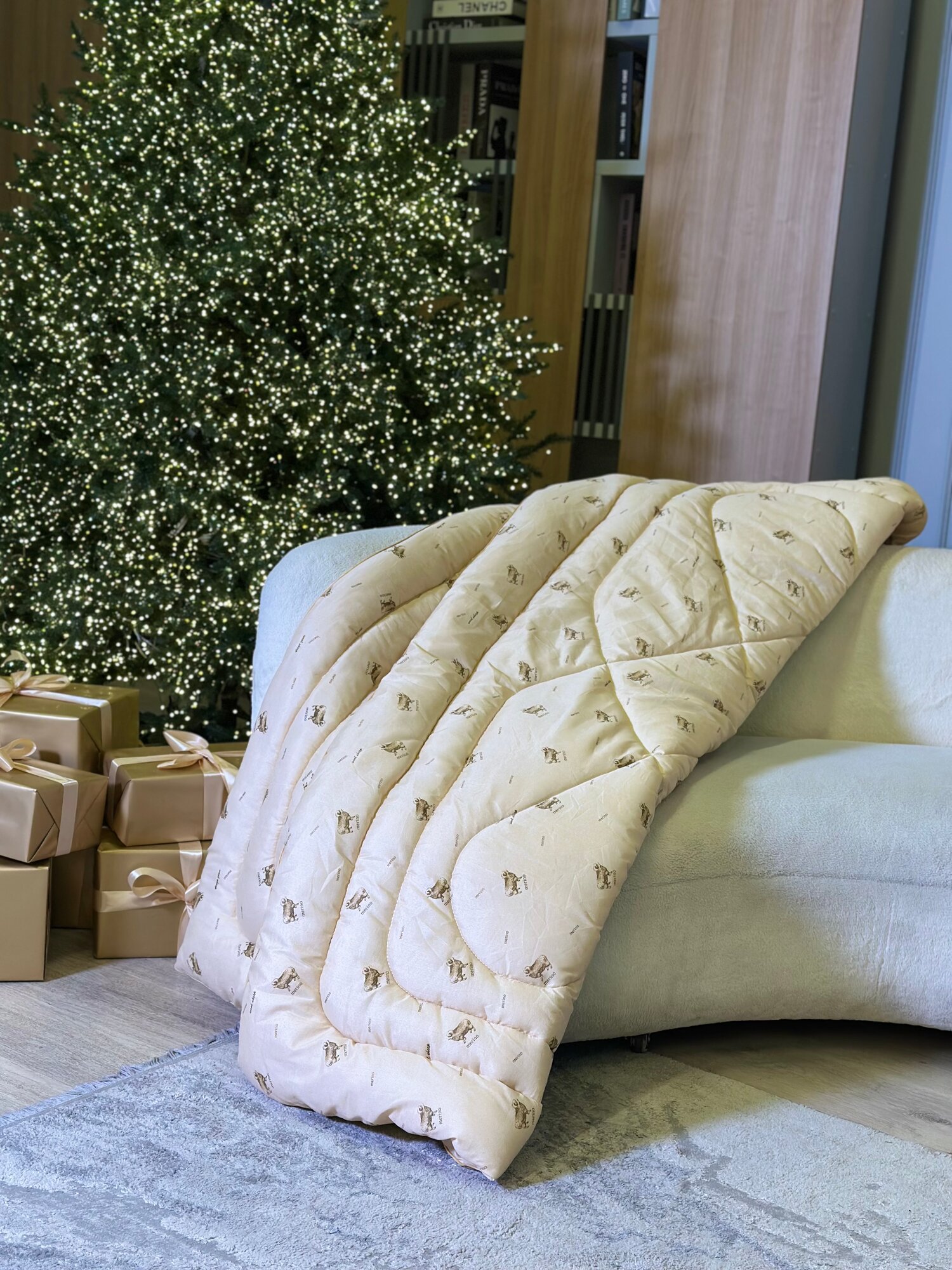 Одеяло Соната овечья шерсть, теплое, 172х205 см, цвет бежевый