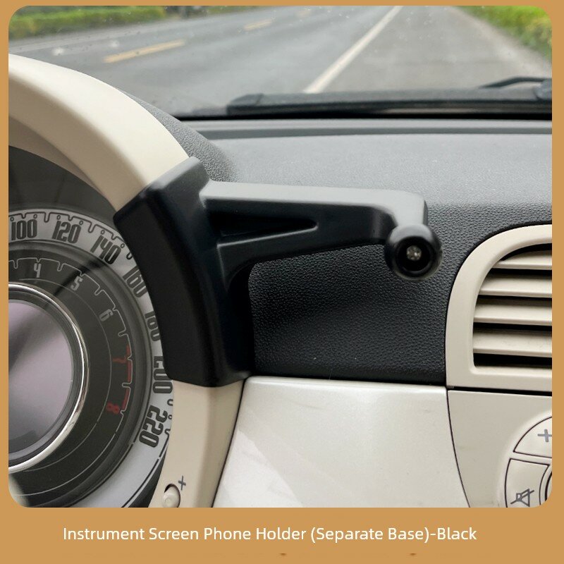 Автомобильный держатель для телефона Fiat 500 отдельное черное основание, крепление на панель приборов 2010-2015 годов