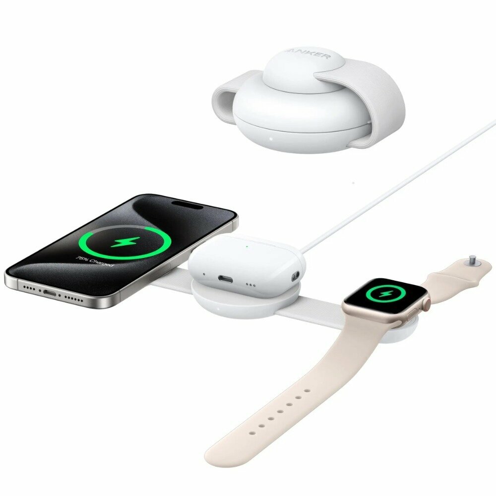 Anker MagSafe MagGo A25M8 Беспроводная складная зарядная станция 3-в-1, сертифицированная Qi2, мощностью не более 15 Вт