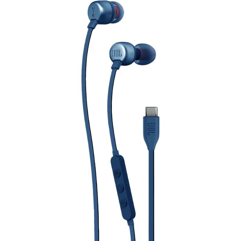 Наушники JBL проводные, синие, высокая четкость звука