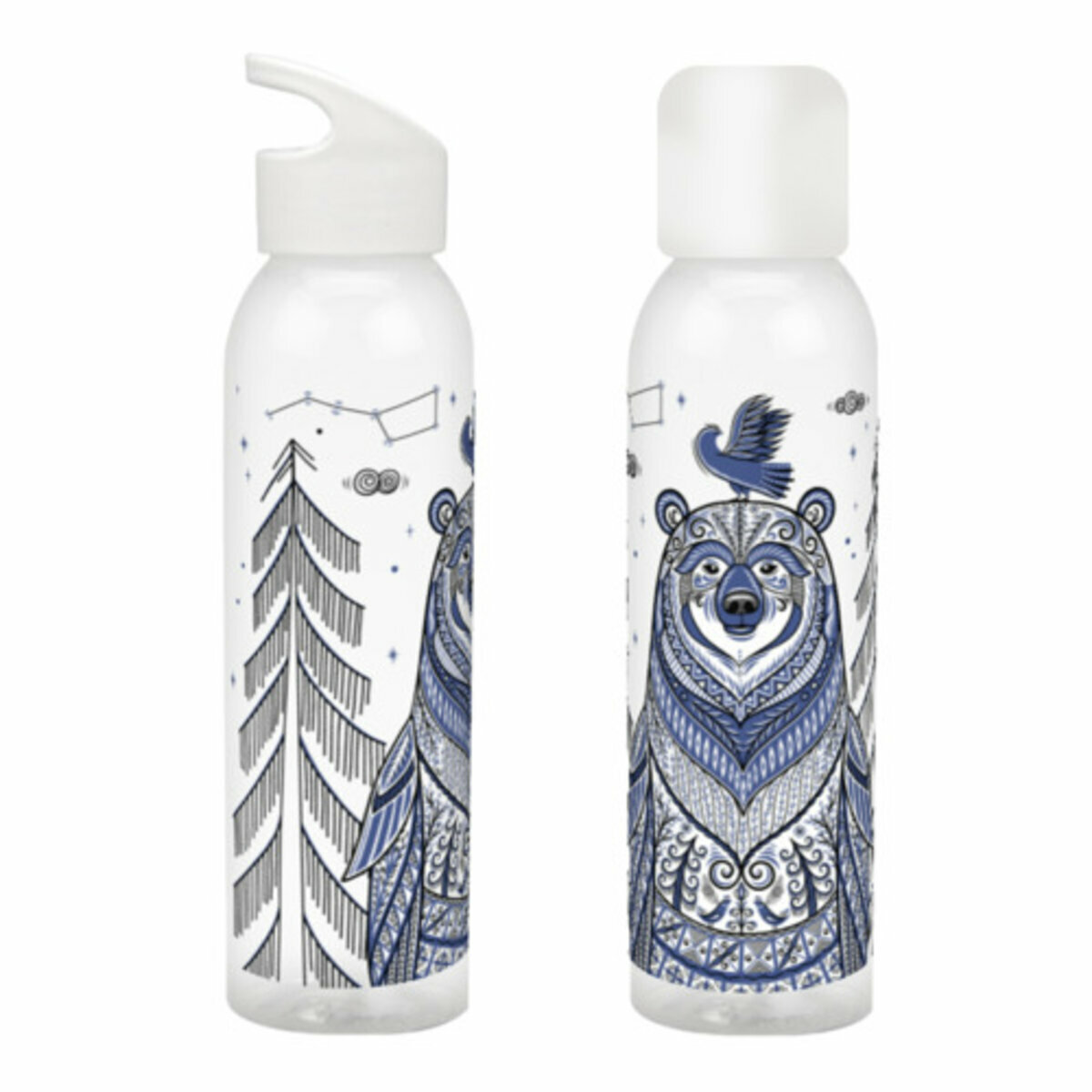 Бутылка для воды «Большая Медведица. Мезенские мотивы (т)» (белый)