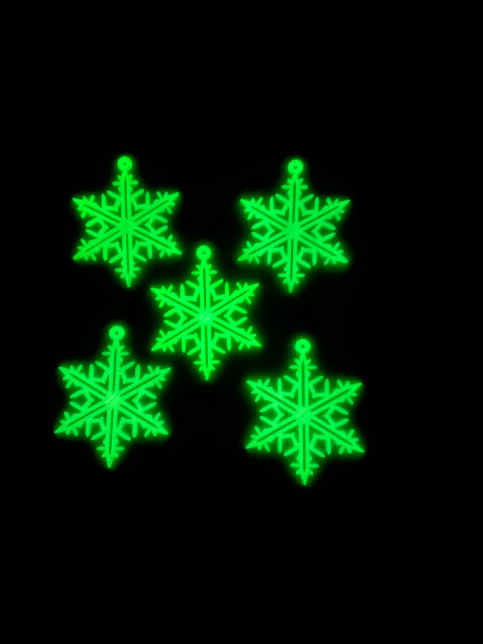 Люминесцентные снежинки на елку 5 шт белые 8 см светятся в темноте! PLA 3D украшения новогодние