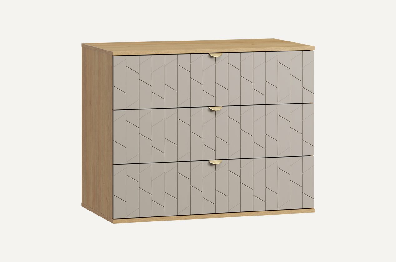 Комод Divan.ru Монблан-3 Angle Santiago Oak, 3 ящика, 93х50х76 см, бежевый