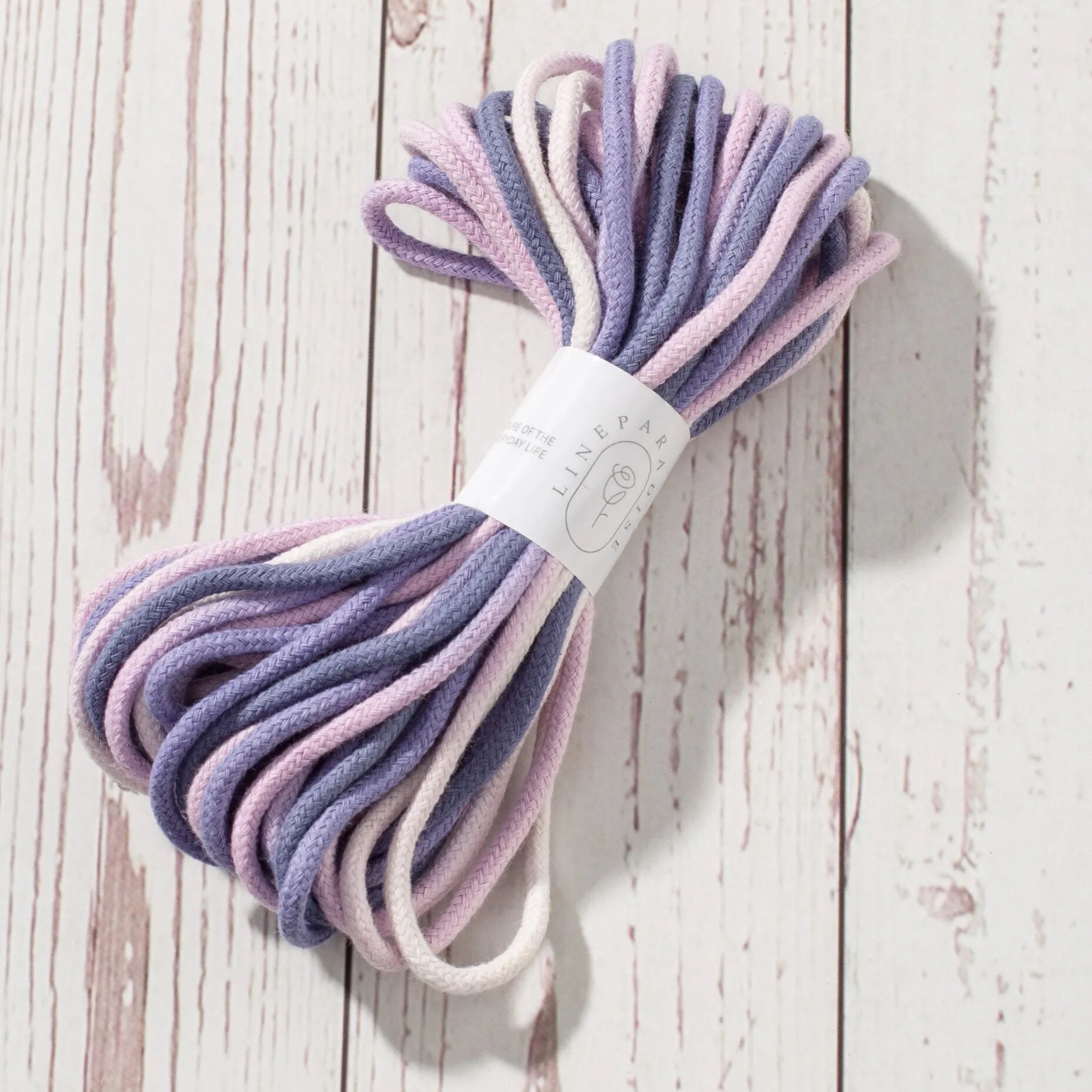 Хлопковый плетеный шнур 3 мм пастельный 5,5 ярдов Фиолетовый, 08Lilac