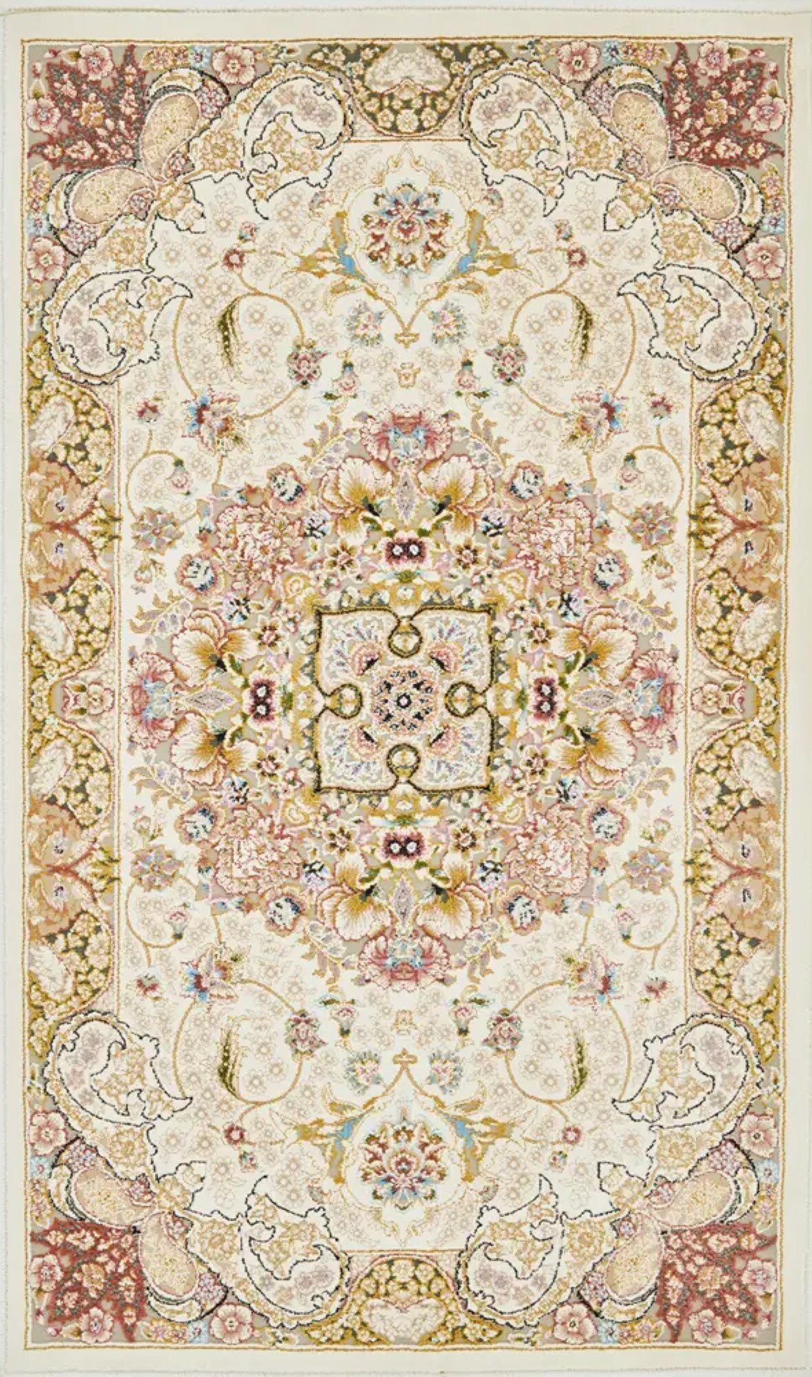 Коврик персидский высокоплотный с рельефным ворсом "ANISA бежевый" 50х80 см