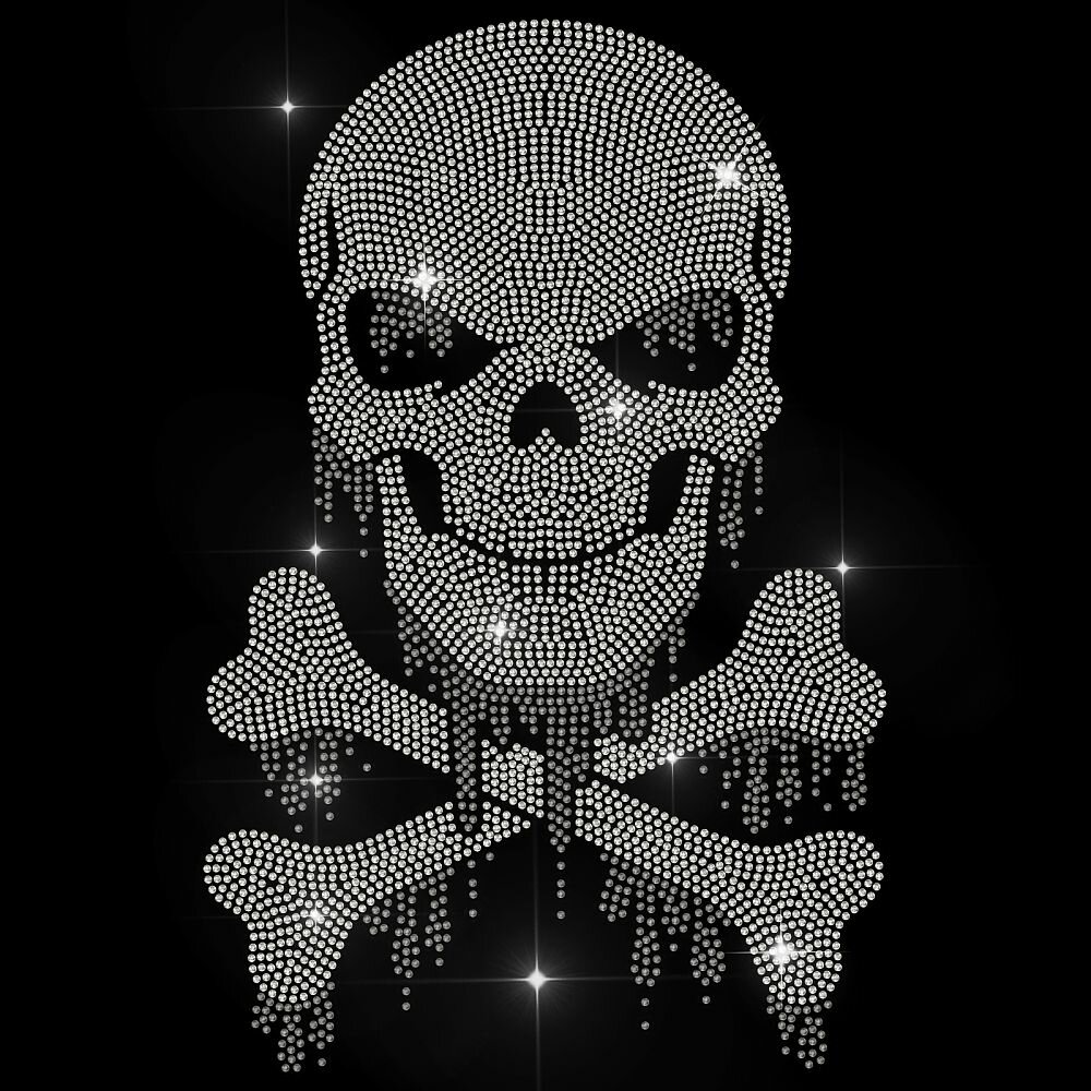 1 шт. термоаппликации со стразами для горячей фиксации, аксессуары для костюмов, одежда, сумки, брюки, череп 297x210 мм