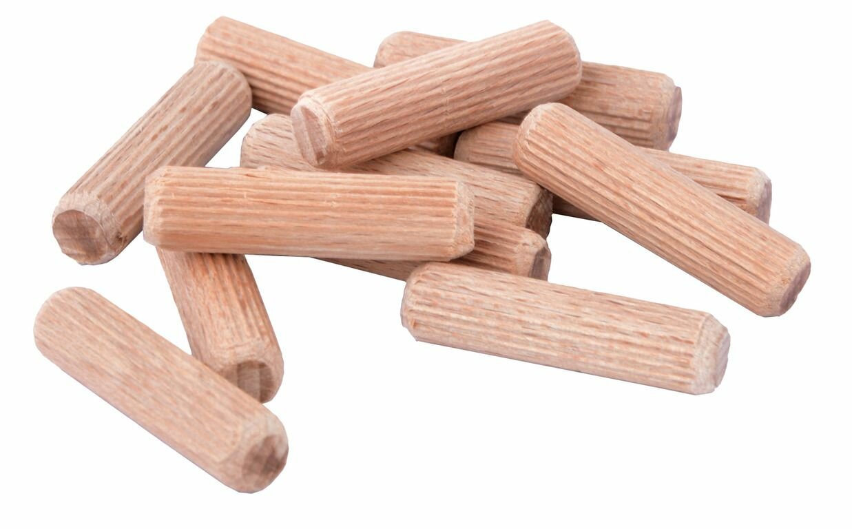 Мебельный деревянный шкант 8х40мм, (бук)150шт PINIE 100-840150 рифлёный