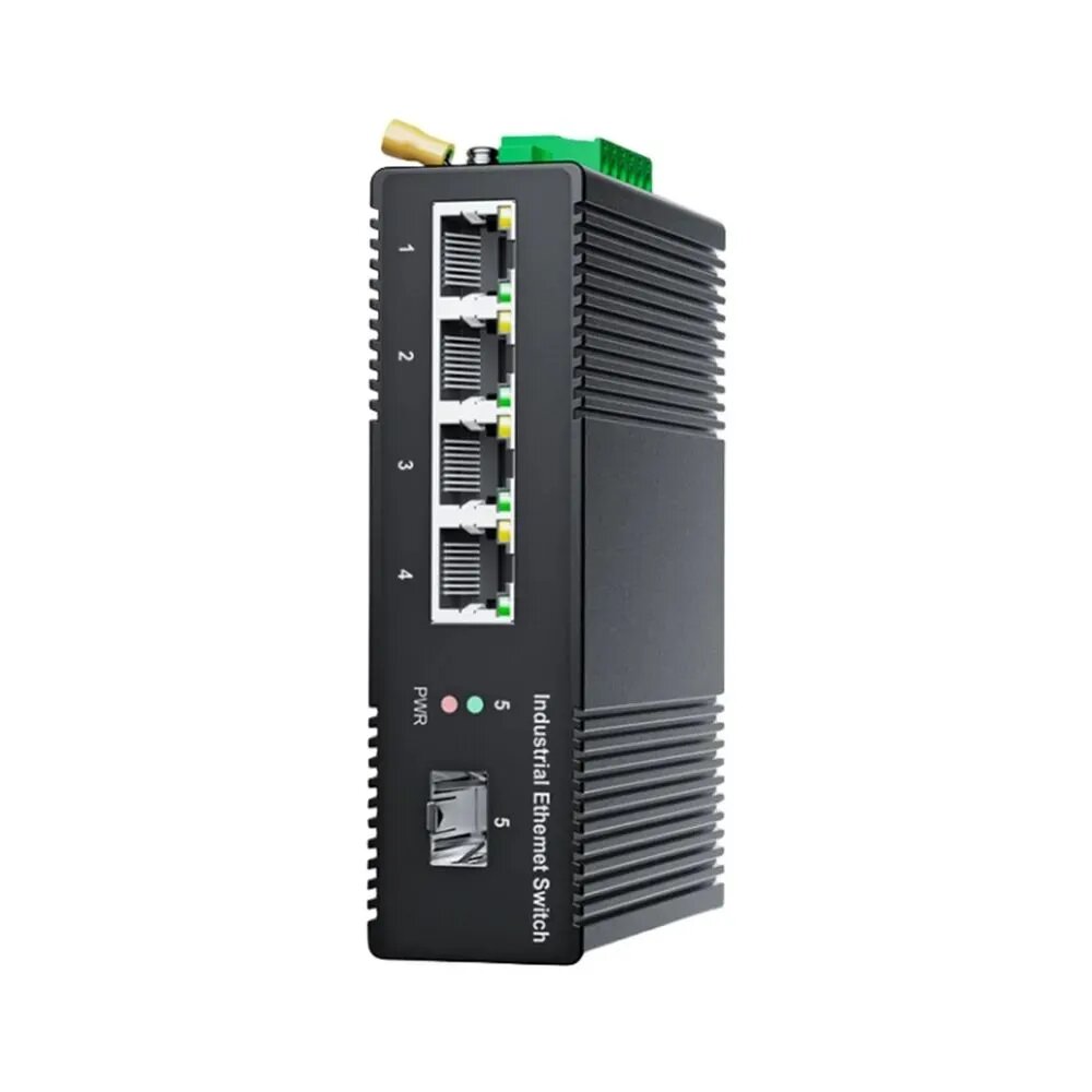 5-портовый промышленный коммутатор PoE Гигабитный Ethernet на DIN-рейке, 4-портовый с SFP 10/100/1000 Мбит/с IP40 Неуправляемый выход 48 В