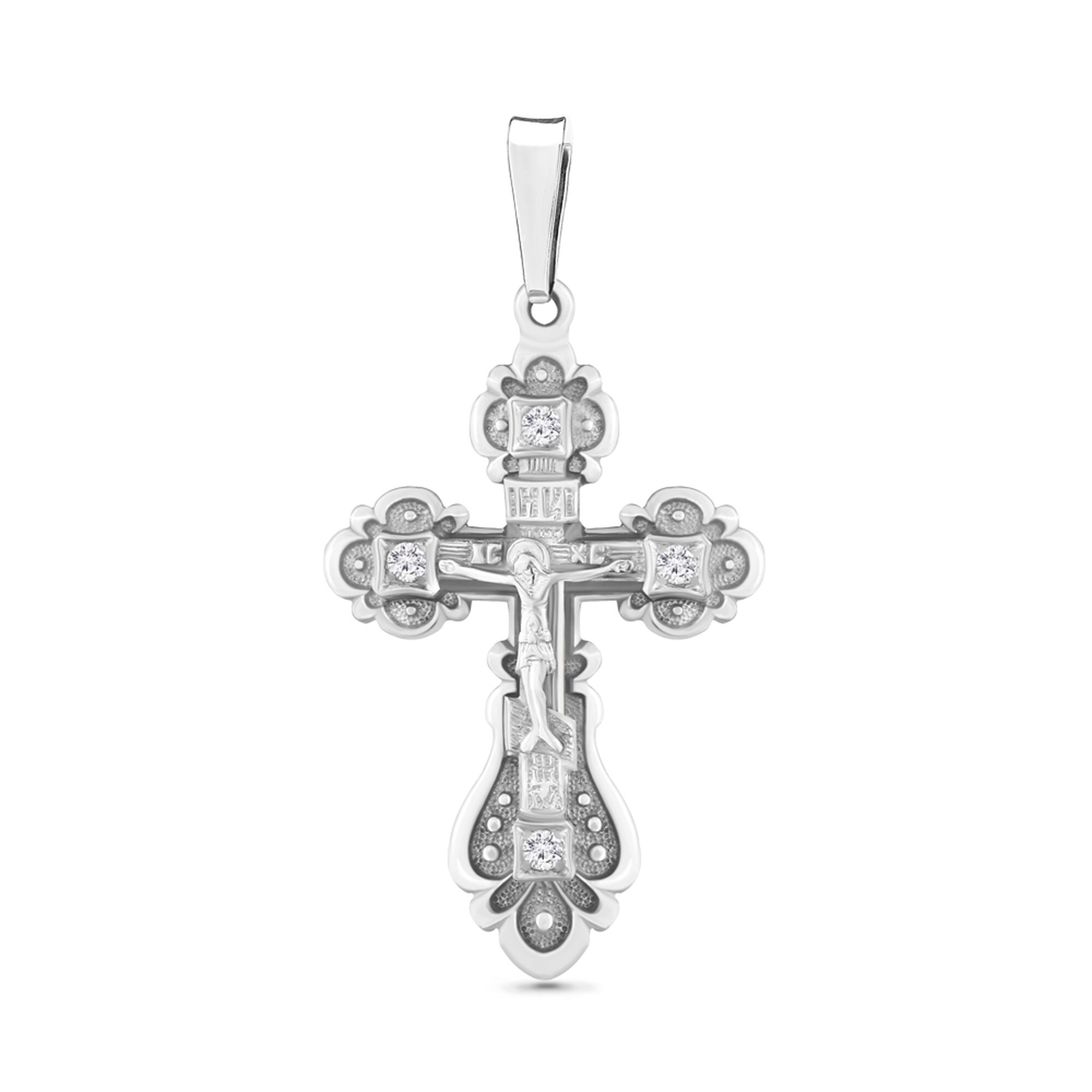 Крестик, серебро, 925 проба, фианит