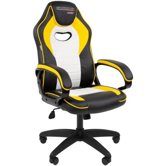 Кресло геймерское Chairman Game 16 Россия экокожа черный/желтый/белый