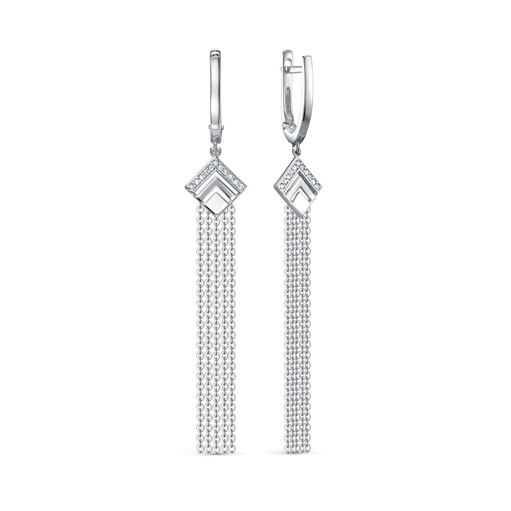 Серьги, белое золото, 585 проба, бриллиант