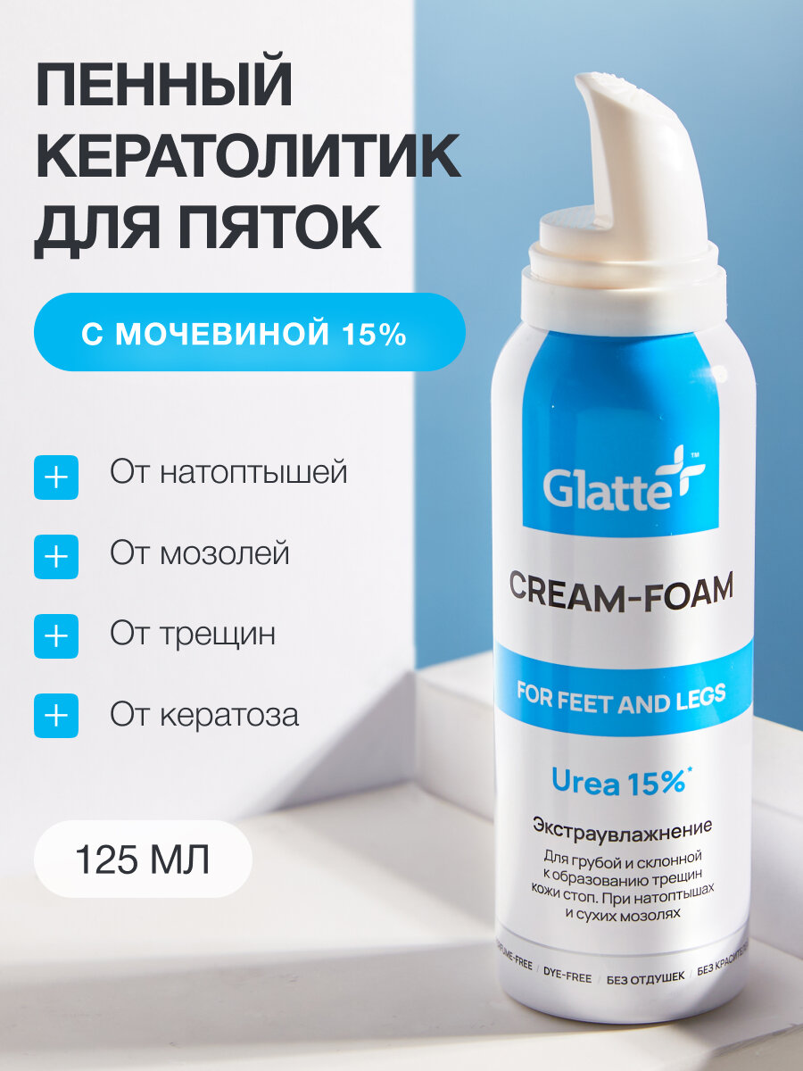 Крем для ног Glatte с мочевиной, 15 % - от трещин и сухости на пятках, 125мл