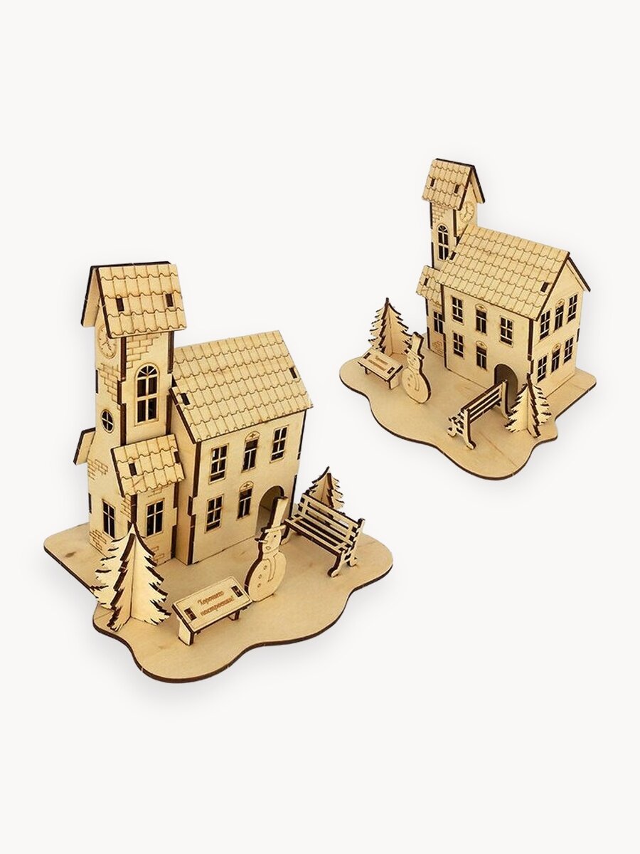 Конструктор деревянный интерьерный - домик С двориком