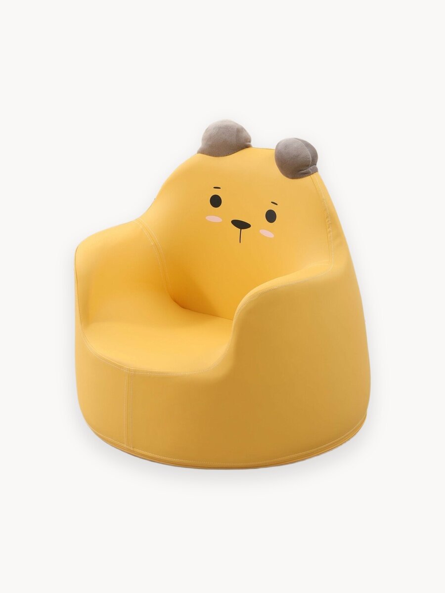 Детское эргономичное кресло UNIX Kids Bear Yellow "Мишка", съемный чехол, до 100 кг, размер L, желтый, 52х57х49 см