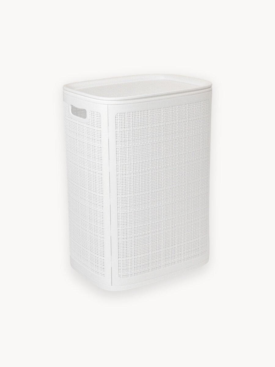 Плетёная корзина для белья с крышкой "Лён" 75л 43×32×60см, цвет белый