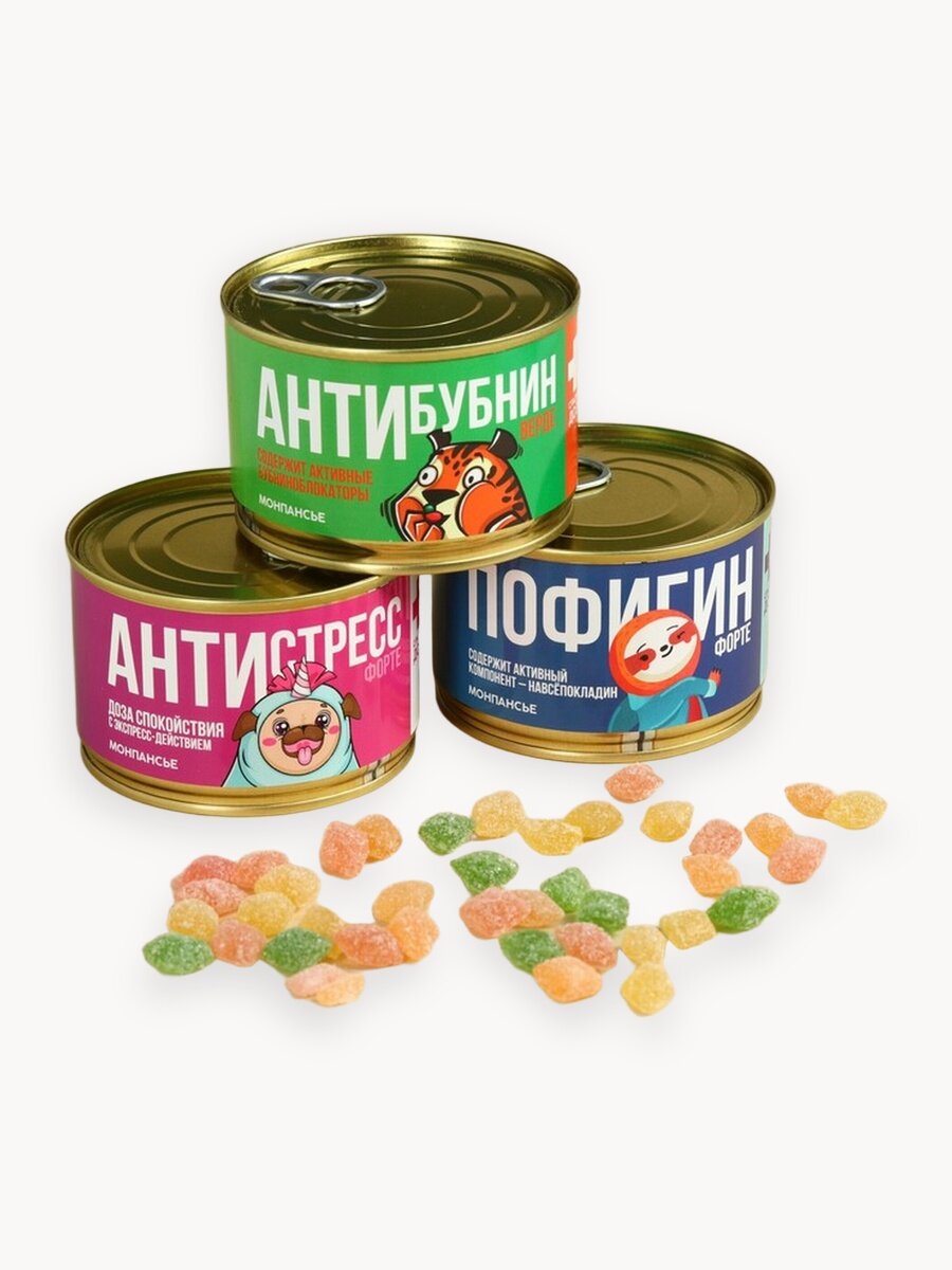 Монпансье Фабрика Счастья "Аптечка Пофигин", леденцы, карамельные, в жестяной банке, 3 шт.