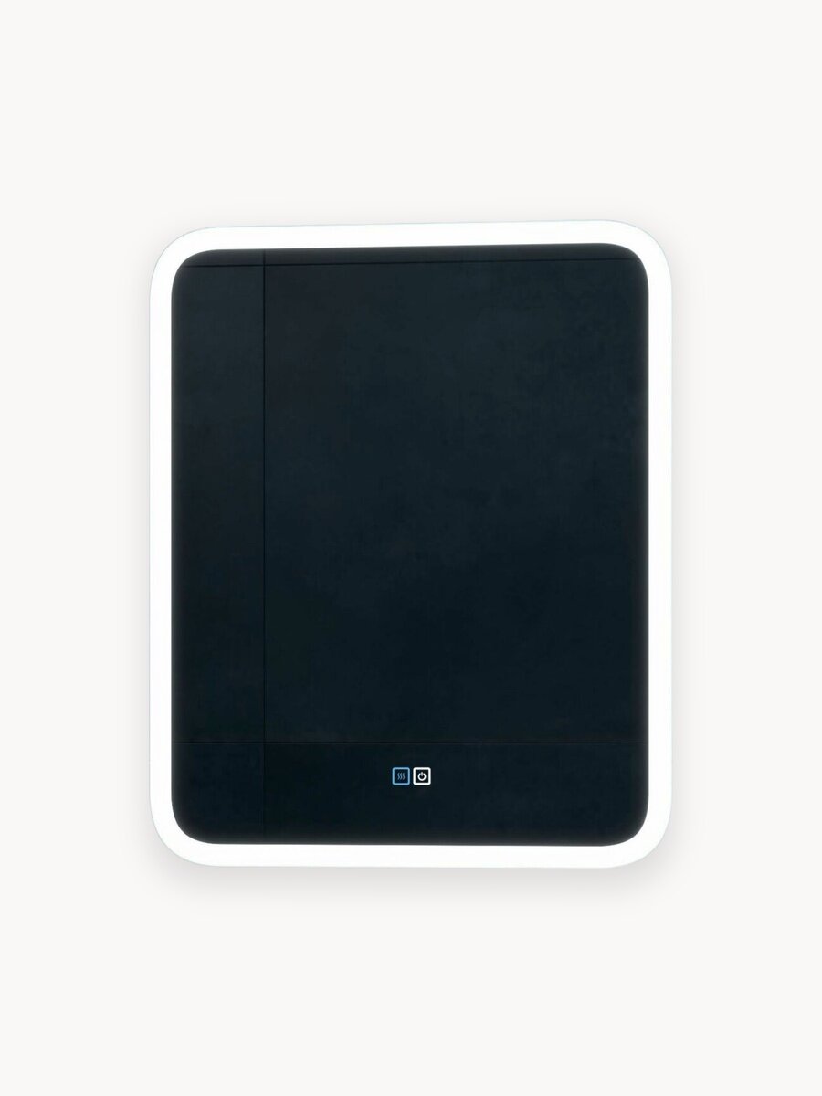 Зеркало с ореольной LED подсветкой в ванную комнату 60*80 см (холодный свет 6000К, прямоугольное настенное для ванной сенсорное выключение с подогревом )