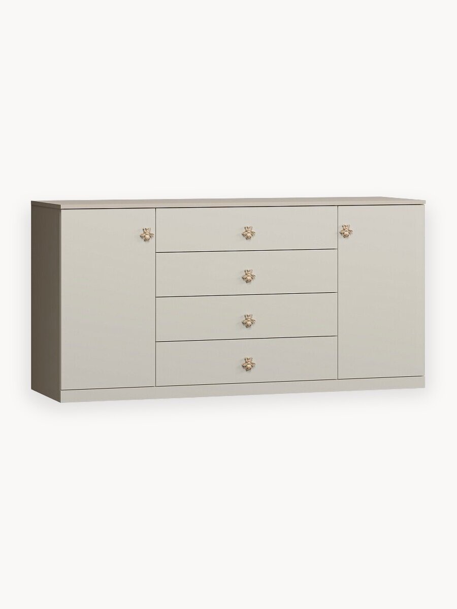 Комод МебельЛэнд24 Скарабей Mini - 3 Кашемир 160x52x80 бежевый двухдверный с 4 ящиками